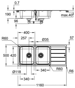 GROHE 31588SD1 - Dřez K500 1160 × 500 mm nerez