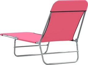 Skládací zahradní lehátka 2 ks ocel a textil růžová 310345