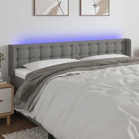 Čelo postele s LED tmavě šedé 183 x 16 x 78/88 cm textil 3123685