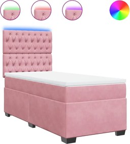 Box spring postel s matrací růžová 80 x 200 cm samet 3293073