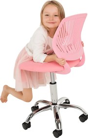 Dětská židle PIXIE - kov, polyester, růžová / chrom