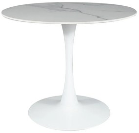 Jídelní stůl Espero 90 cm, mramor / bílá