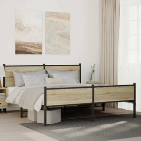 Kovový rám postele bez matrace dub sonoma 160 x 200 cm 3301400