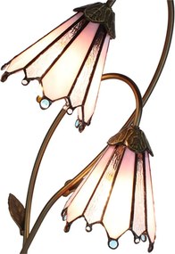 Stolní lampa Tiffany Flowerbell pink - 35*18*61 cm E14/max 2*25W