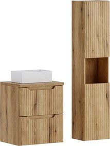Koupelnová sestava Nova Gaja s deskou, umyvadlem a skříňkami 50 cm dub coast evoke