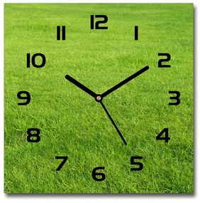 Wallmuralia Skleněné hodiny čtverec Zelená tráva 30x30 cm