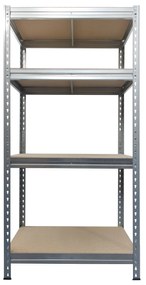 BULLRACK RIVET bezšroubový kovový regál s dřevěnými policemi, 200x100x60 cm, 4 police, 450 kg na polici, zinek