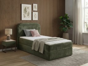 Čalouněná postel boxspring FORENA 90x200 cm tmavě zelená Matrace: Matrace Bonell pružinová