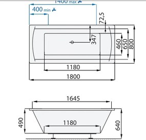 Santech Spring obdélníková vana 180 x 80 SASPR180