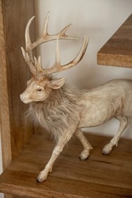 Vánoční dekorace Jelen Deer s kožíškem světle béžový – 23*8*24 cm
