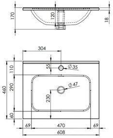 LOTOSAN Mayla nábytkové umyvadlo 60cm, ocean matná AQ LK6059