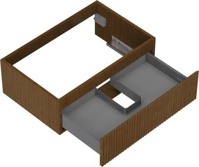 Mexen Rivel, koupelnová skříňka 70 cm, 1 zásuvka, drážkovaná, ořech, 91A20-07023-1-BF86