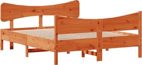 Postel bez matrace voskově hnědá 140 x 190 cm masivní borovice 3216395