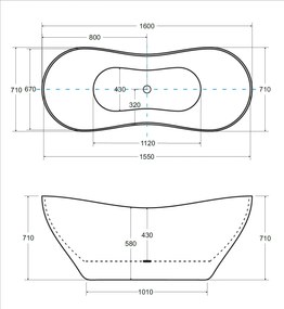 BESCO Volně stojící vana VIYA Glam - zlatá Rozměr vany - 160 × 70 cm - VANAND16GLAM01