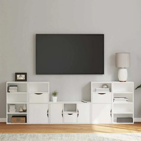 5 kusů TV skříněk s úložným prostorem bílá Borovicový masiv 3365379