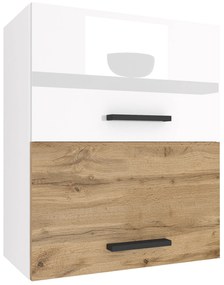 Kuchyňská skříňka Belini horní 60 cm bílý lesk / dub wotan  INF SGP2-60/1/WT/WDW/0/B1