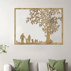 dřevo života Dřevěný strom na zeď RODINA Zvolte rozměr (cm): 95x76, Zvolte barvu dekoru: Dub zlatý