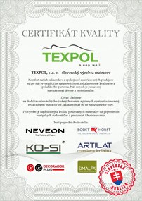 TEXPOL LYRA BIO - zdravotní matrace s vysokou životností a s potahem Aloe Vera Silver 110 x 210 cm