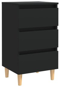 vidaXL Noční stolek nohy z masivního dřeva černý 40 x 35 x 69 cm