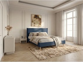 Modrá čalouněná dvoulůžková postel s roštem 160x200 cm Sary – Bobochic Paris