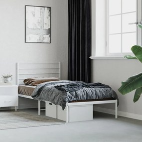 vidaXL Kovový rám postele s čelem 100 x 190 cm [352362] Barva: Bílá