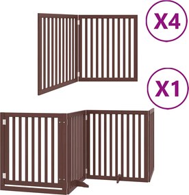 Zábrana pro psy s dvířky skládací 12 panelů hnědá 960 cm topol 3155696