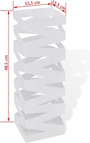 Bílý hranatý stojan na deštníky a vycházkové hole, ocelový, 48,5 cm 242468