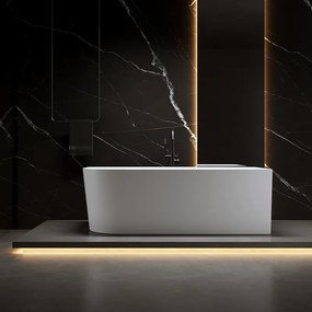 BPS-koupelny Volně stojící rohová akrylátová vana HYD-MER509D pravá 170x75 bílá, odtokový komplet černý