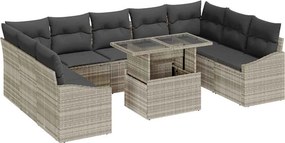 Set pohovek 10 ks Světle šedá polyratan 3349068