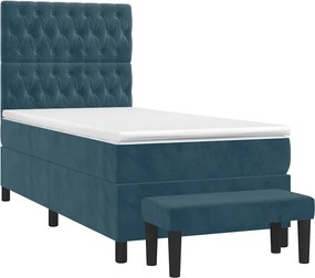 Box spring postel s matrací tmavě modrá 90x190 cm samet 3137999