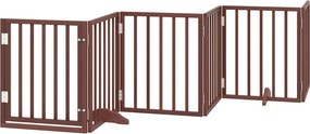 Zábrana pro psy s dvířky skládací 9 panelů hnědá 450 cm topol 3155547