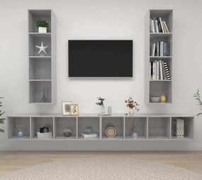 vidaXL Nástěnné TV skříňky 4 ks dřevotříska [3079890] Barva: šedá s vysokým leskem