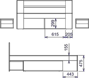 Postel MILO 160 x 200 + noční stolky zdarma!