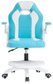 Dětská otočná židle s podnoží RAMIL ekokůže modrá a bílá, plast bílý