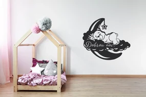 Lepy.cz Samolepka na zeď Méďa - Dobrou noc Velikost (šířka x výška): 45x40cm, Barevná varianta: Černá
