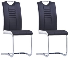 Jídelní židle Smooth - 2 ks - černé | umělá kůže