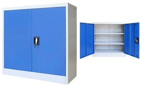 vidaXL Kancelářská skříň kovová 90 x 40 x 90 cm šedo-modrá