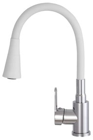 Gamma Flex 3000, stojánková dřezová baterie s flexibilním ramenem, bílá matná-chromová, GMA-BFX-3000WH
