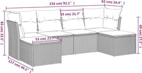 6dílná zahradní sedací souprava s poduškami černá polyratan 3249844