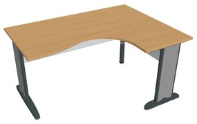 Stůl ergo vlna levý 160×120/80 cm - Hobis Cross CE 2005 L Dekor stolové desky: buk, Dekor lamino podnože: šedá, Barva nohou: černá