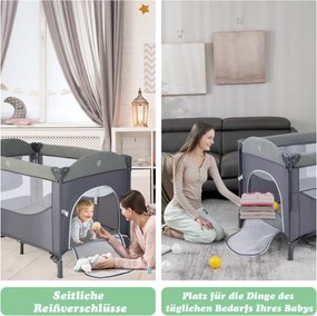 Costway 5 v 1 Dětská postýlka s matrací a přebalovacím pultem a – šedá
