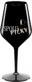 SPOLUPIČKY - černá nerozbitná sklenice na víno 470 ml