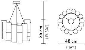 Slamp La-Lollo white suspension M, designové závěsné svítidlo, 40W LED 2700K stmívatelné, průměr 48cm