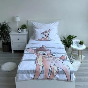 Jerry Fabrics Bavlněné povlečení 100x135 Bambi srnka pruhy do postýlky 4768 povlak na polštář 40x60