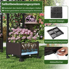 Costway Květinový truhlík s mříží a závěsnou střechou zvýšená postel