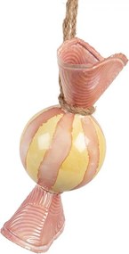 Růžová závěsná kovová dekorace bonbón - 10*8*21 cm
