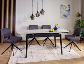 Jídelní rozkládací stůl Sento 120/180 cm keramika bílý mramor/černý