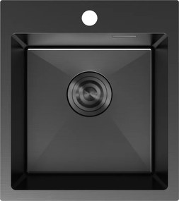 Mexen Solix, 1-komorový nerezový dřez 400 x 450 mm, černá, 6401401000-70