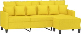 3místná pohovka s podnožkou světle žlutá 180 cm textil 3201094