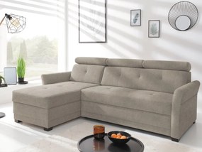 Rohová sedací souprava Harris, hnědo-béžová taupe látka, levý roh